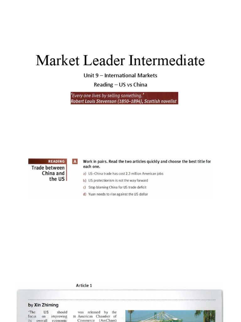 Unit 9 - International Markets - Reading | PDF | Finance & Money Management