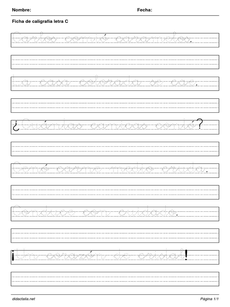 15 Ficha de Caligrafía. Letra C Autor | PDF