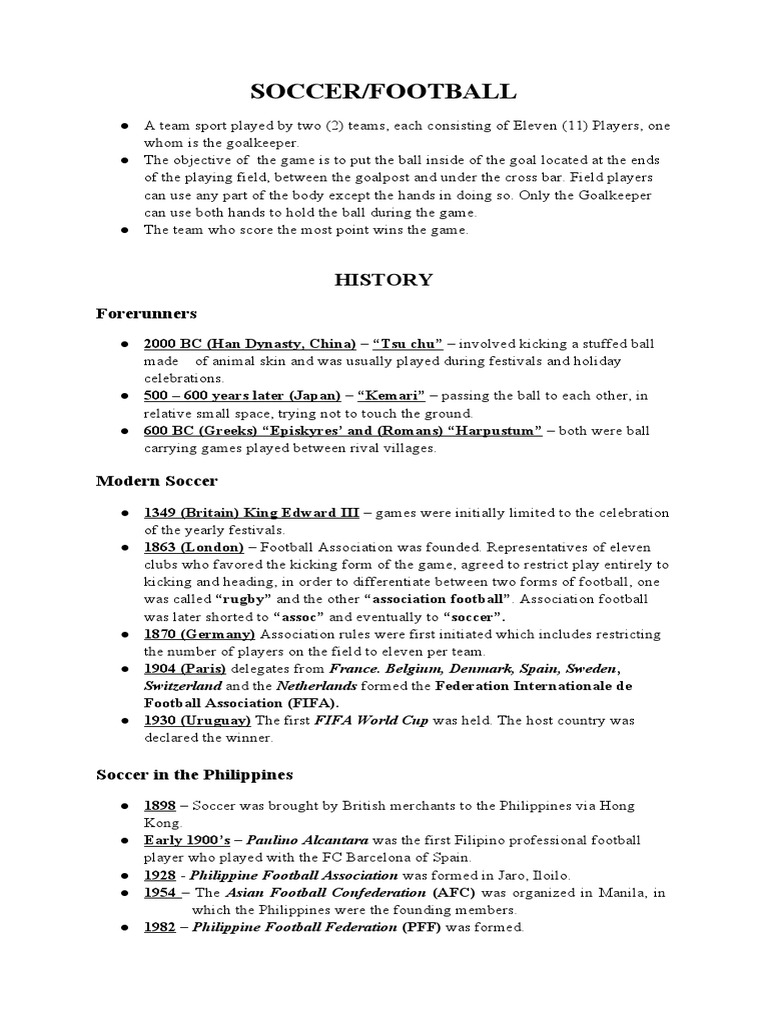 Soccer Basics: History, Skills & Laws | PDF | Association Football ...