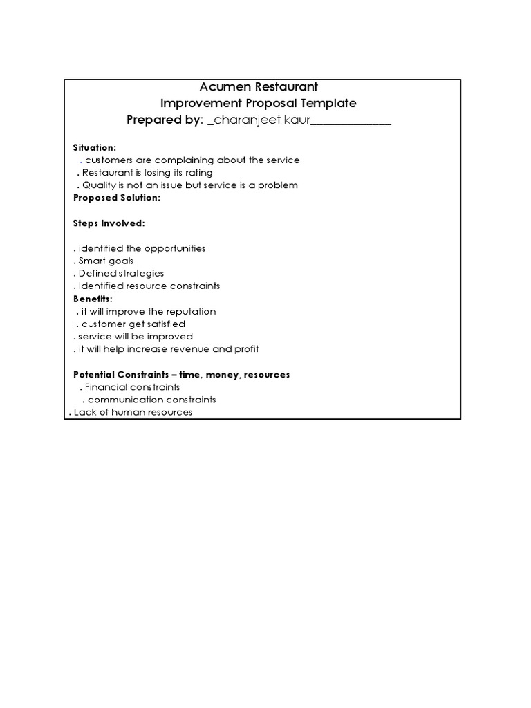 BSBWOR203 - Improvement Proposal Template | PDF