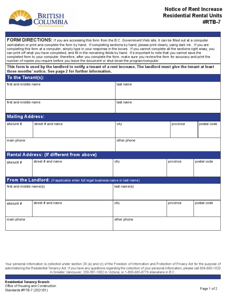 Form Directions:: To The Tenant(s) | PDF | Leasehold Estate | Landlord