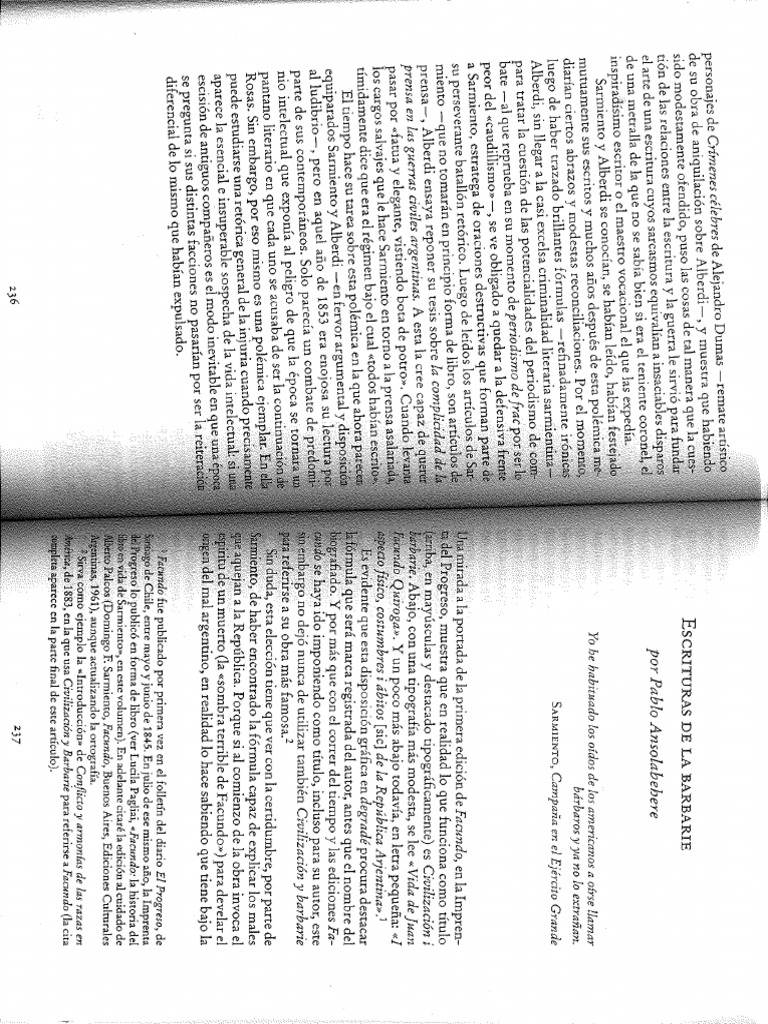 Ansolabehere Escrituras de La Barbarie | PDF