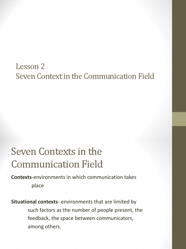 Lesson 2-Seven Context in The Communication Field | PDF | Communication ...
