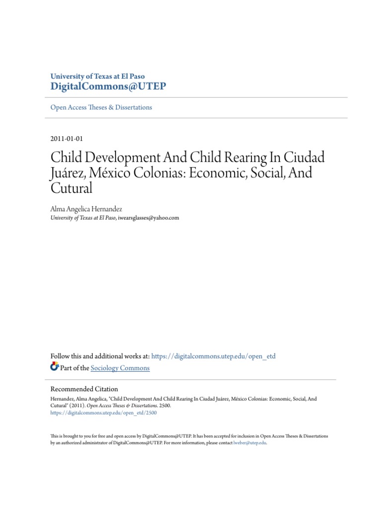 Child Development and Child Rearing in Ciudad Juárez México Colo | PDF ...