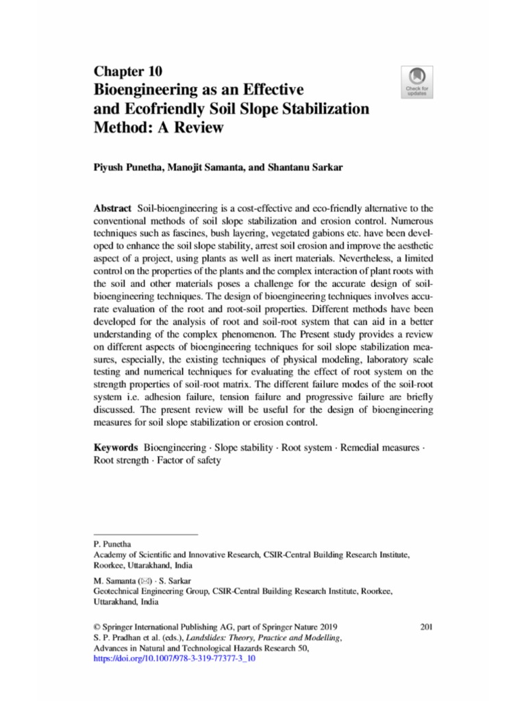 Bioengineering As An Efective and Ecofriendly Soil Slope Stabilization ...