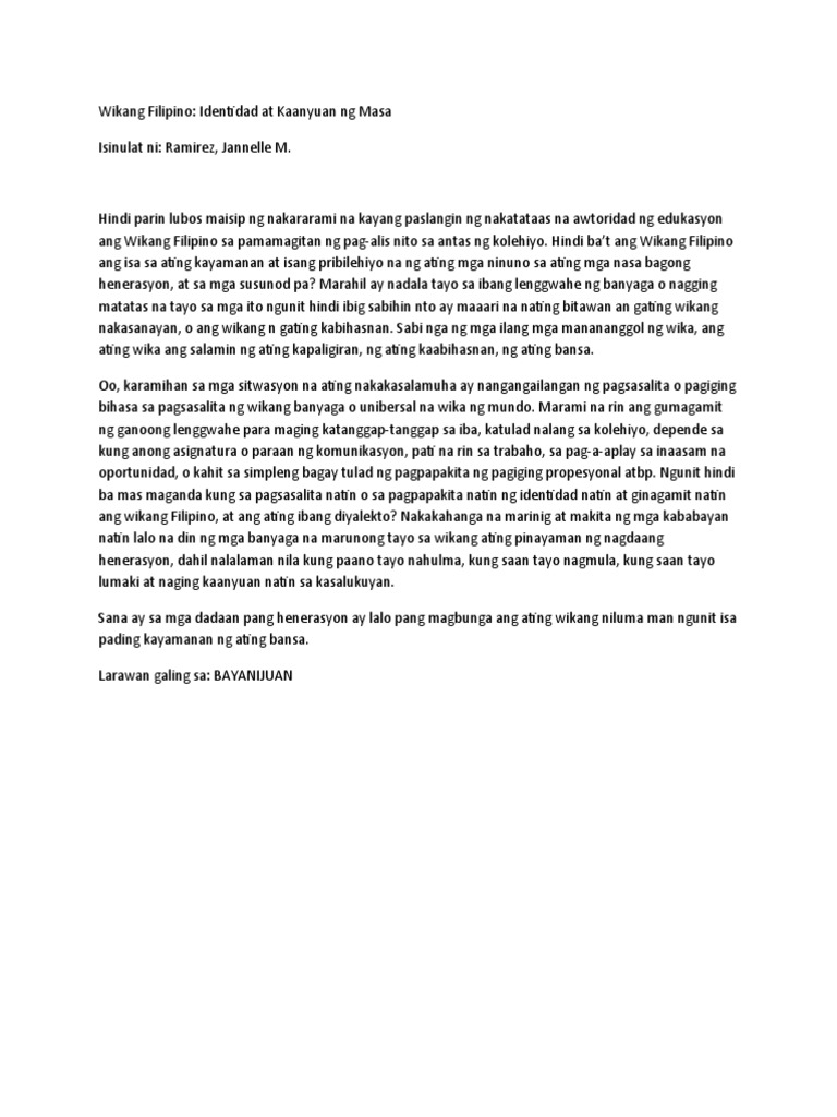 Wikang Filipino Post Sa FB | PDF