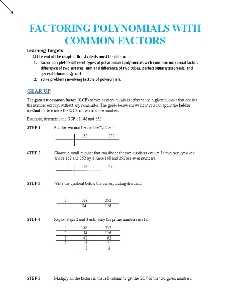 Grade 8 Module MR. BACCAY | PDF | Factorization | Polynomial