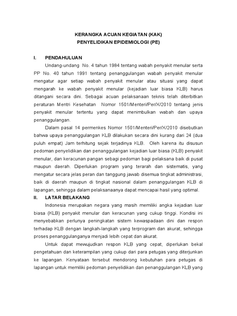 Pedoman Penanggulangan KLB Penyakit Menular | PDF | Sains & Matematika