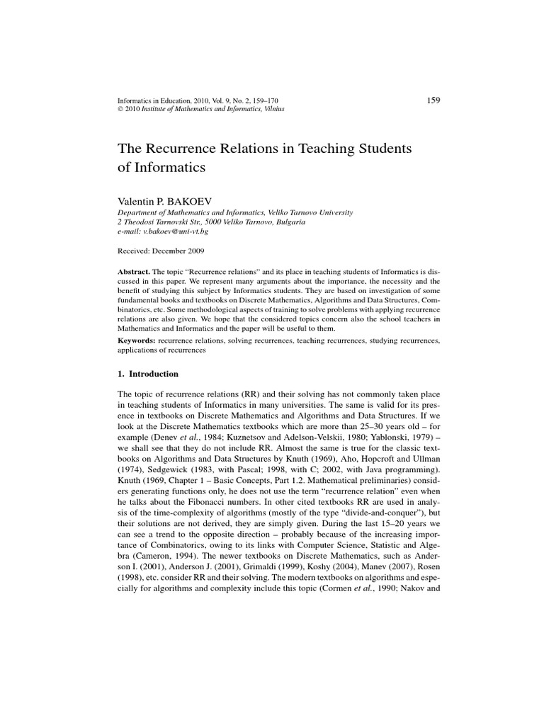 What Is An Algorithm Pdf Recurrence Relation Sequence