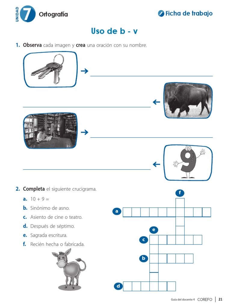 2018 Com4p U7 Ficha Ortografia Uso de B V | PDF