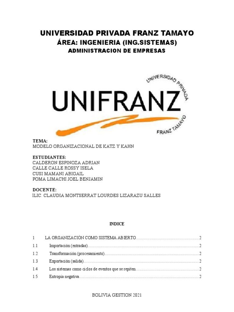 Modelo de Katz y Kahn | Descargar gratis PDF | Sistema