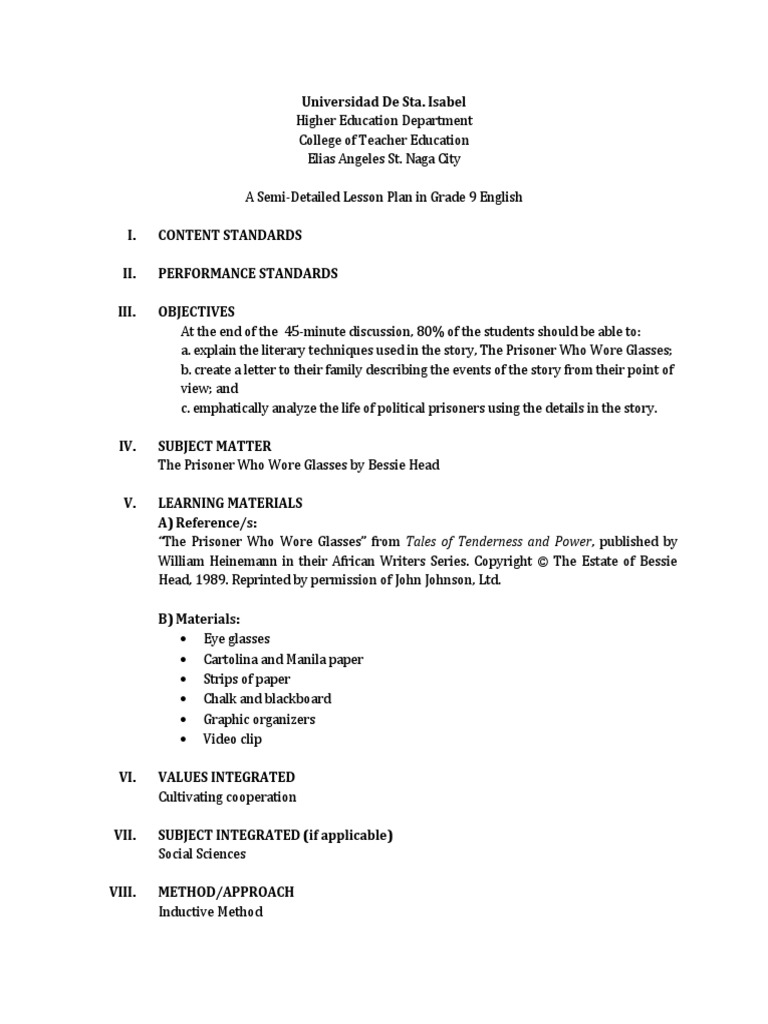 Sample Semi Detailed Lesson Plan | PDF | Teachers | Lesson Plan