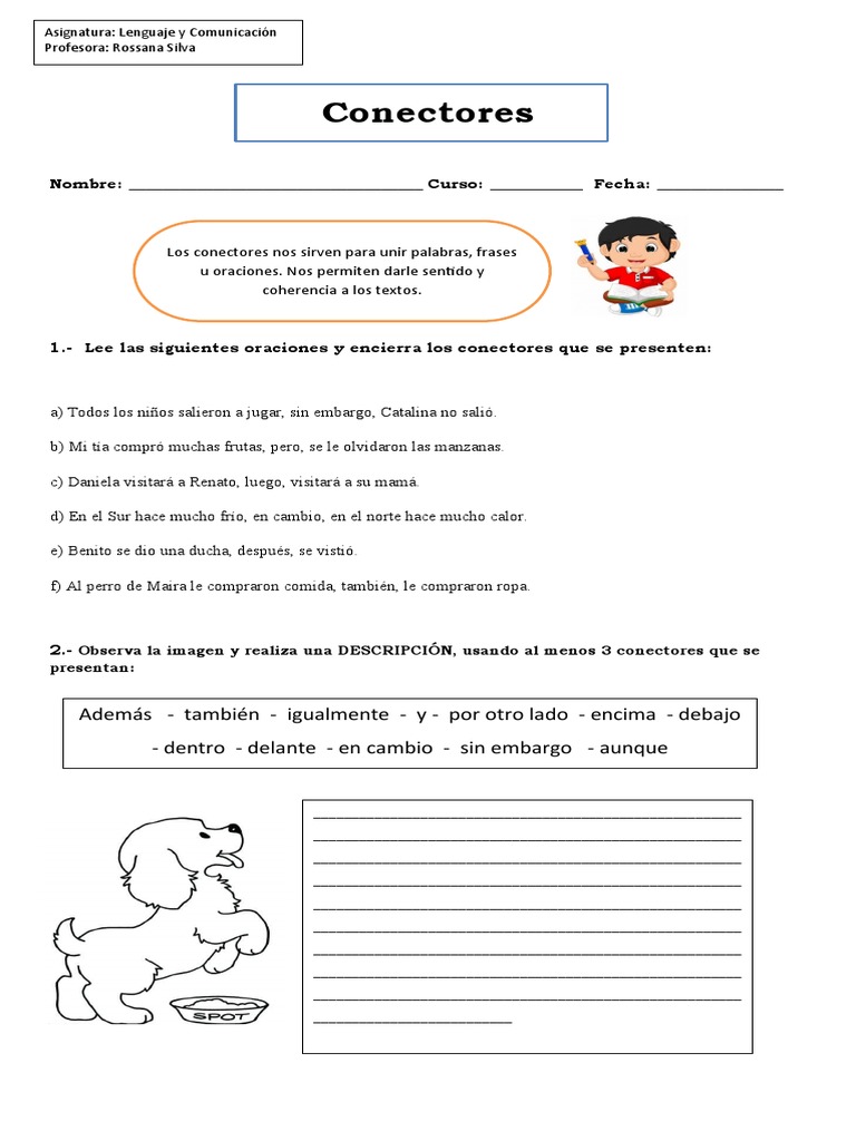 Conectores para 4to Básico: Guía Práctica | PDF | Estudios de idiomas ...