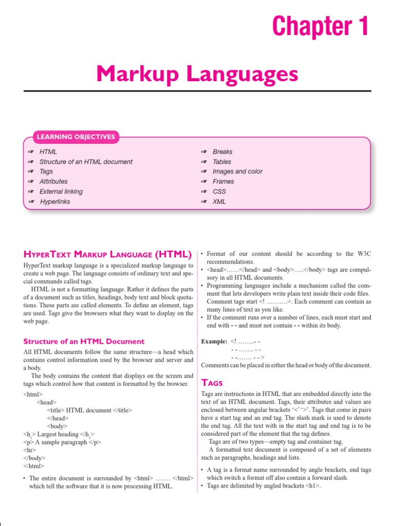 11 Markup Language | PDF | Html Element | Hyperlink