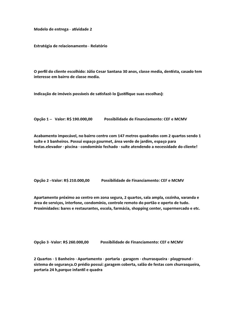 Modelo Relatório Atividade2 | PDF | Marketing