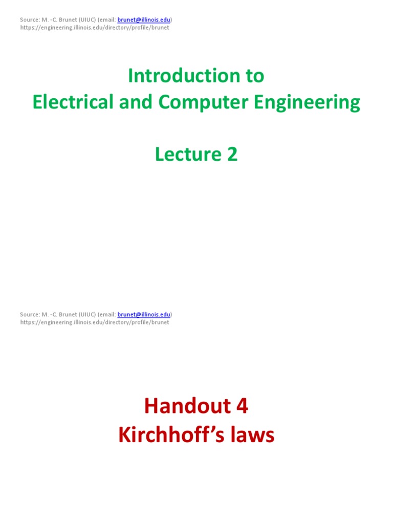 EE1029 - Lecture2 - Kirchhoff's Laws | PDF | Electrical Network | Electronic Circuits