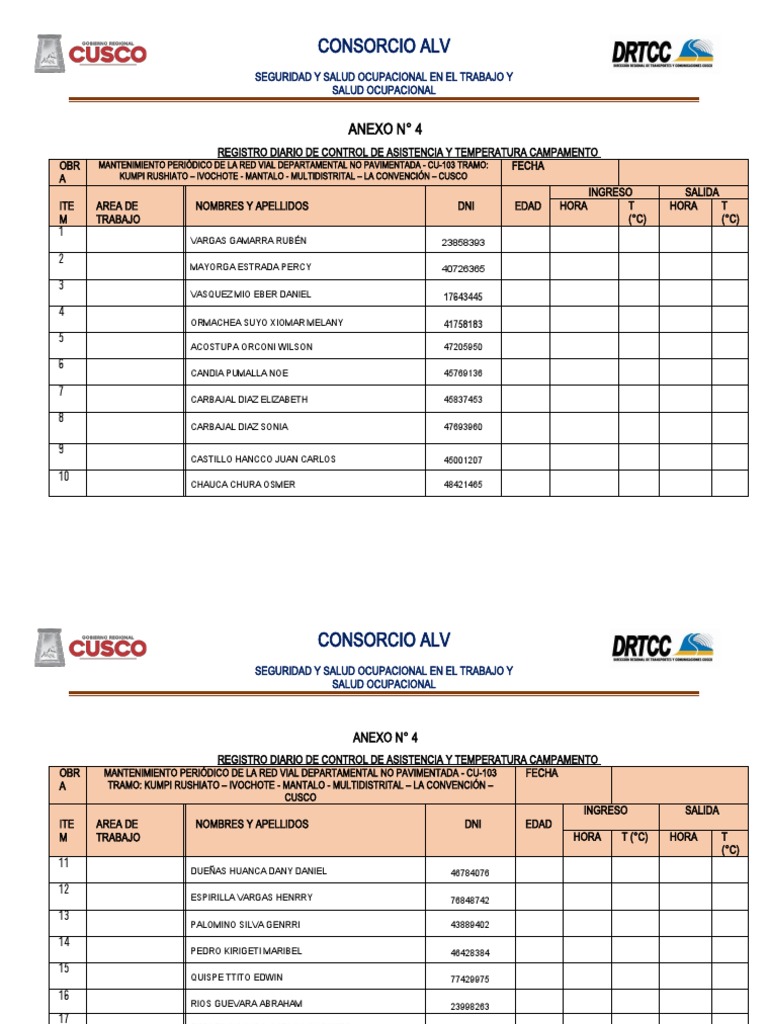 Consorcio Alv: Anexo #4 | PDF