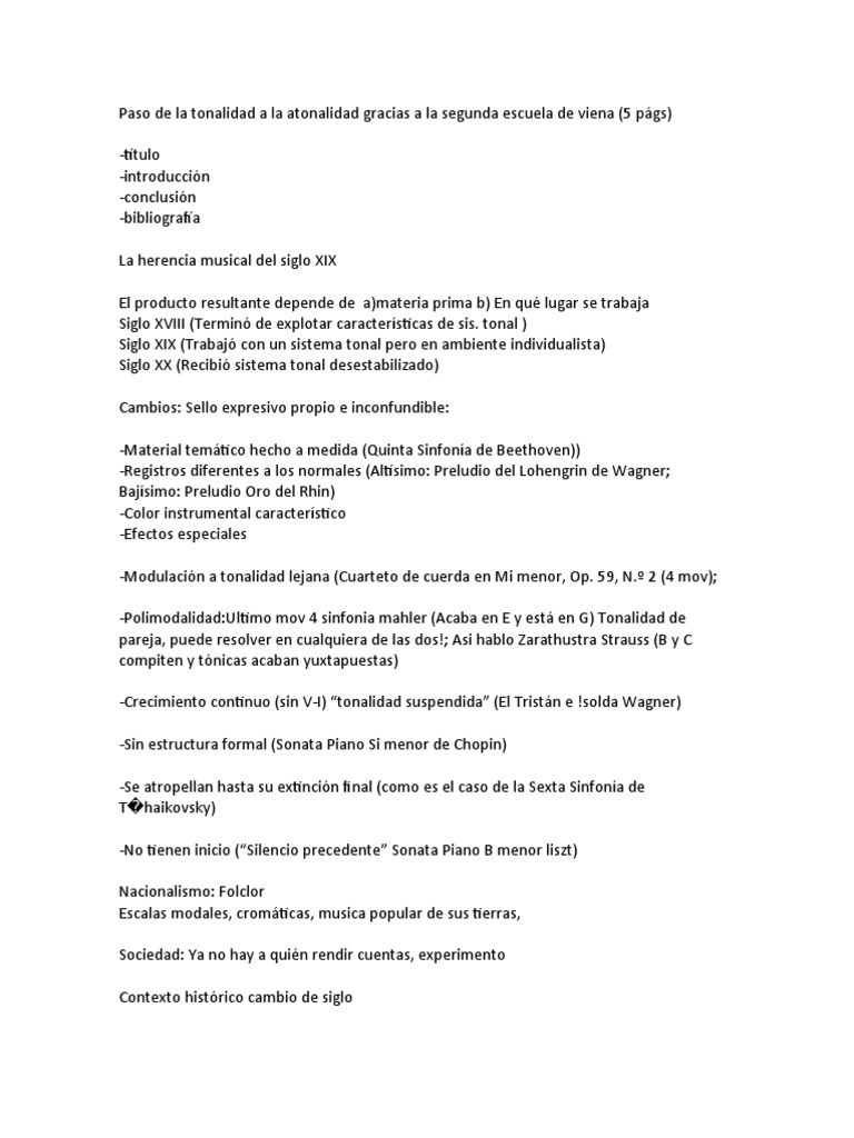 Paso de La Tonalidad A La Atonalidad Gracias A La Segunda Escuela de ...