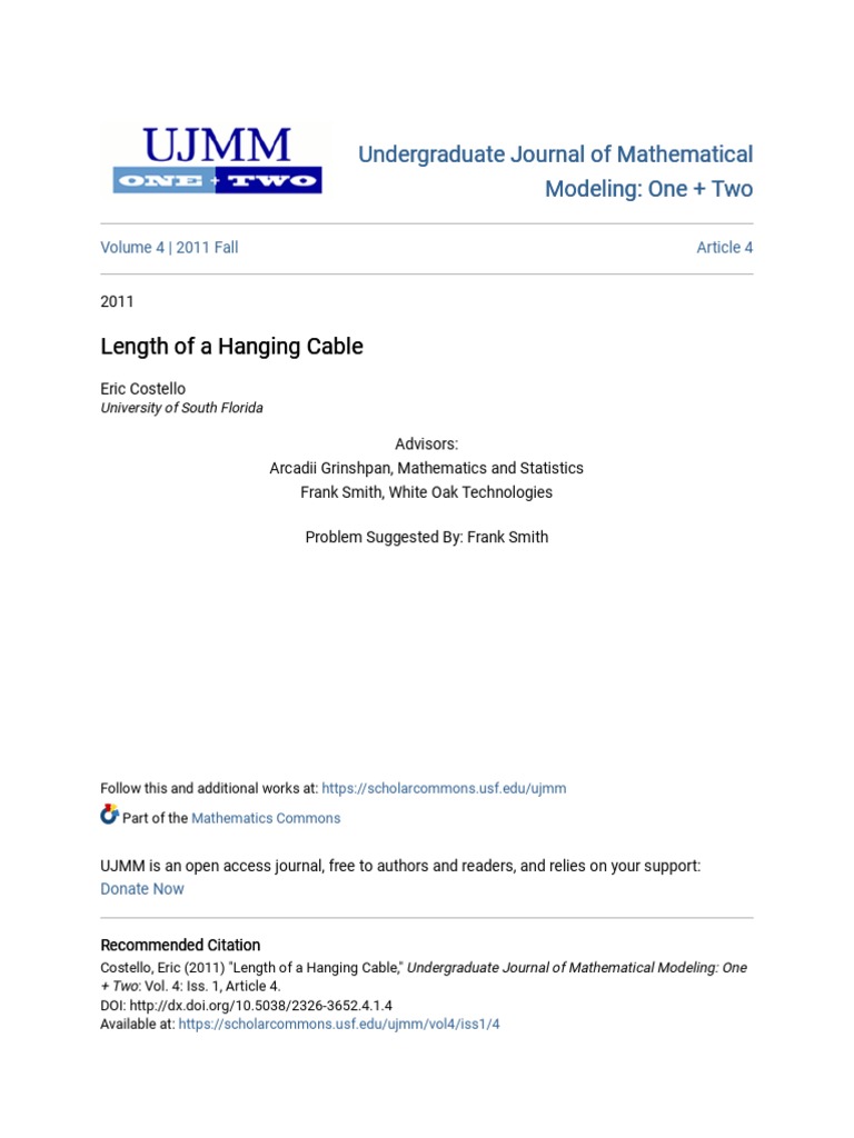 Hanging Cable Length Calculation | PDF | Triangle | Equations