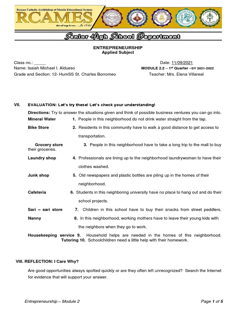 ENTREP - Module 2.2 | PDF | Entrepreneurship | Cognition