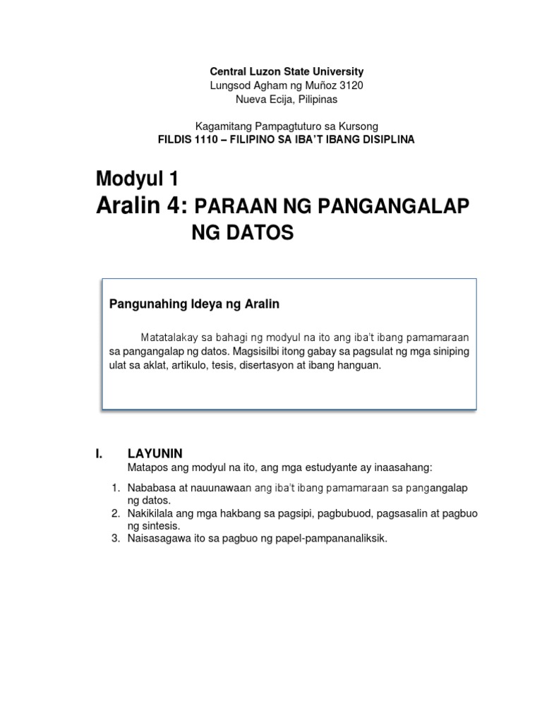 Fildis Aralin 4 | PDF