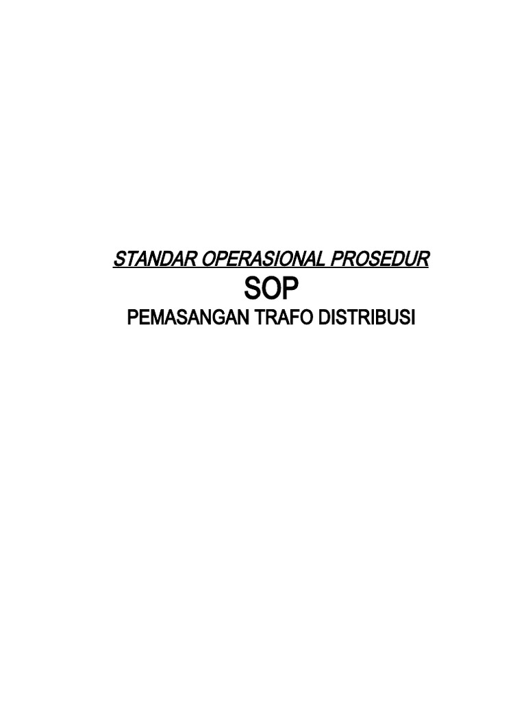 Sop Pemasangan Trafo Distribusi | PDF