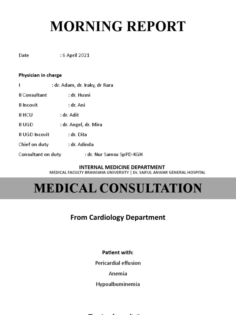 Morning Report: Pericardial Effusion Case | PDF | Electrocardiography ...