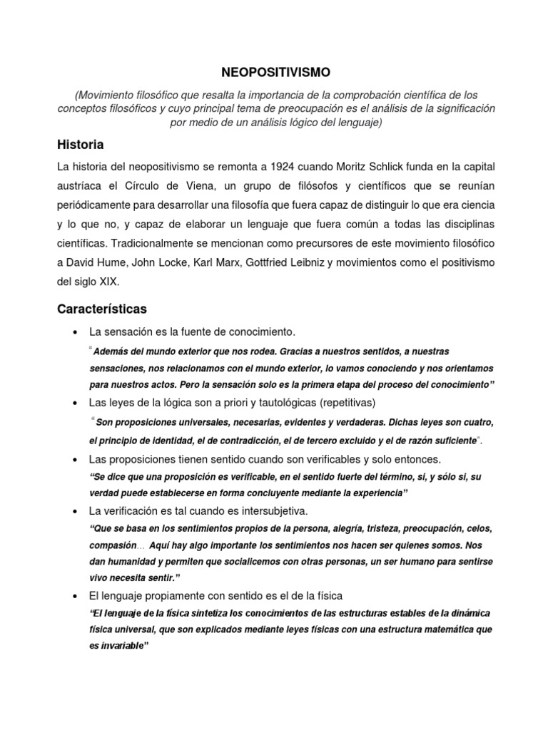 Neopositivismo Educación | PDF | Positivismo | Teoría