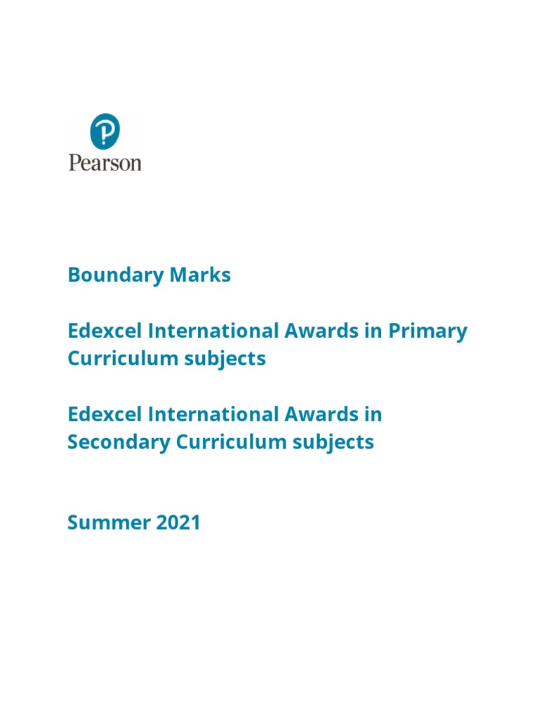 Boundary Marks Edexcel International Awards in Primary Curriculum ...