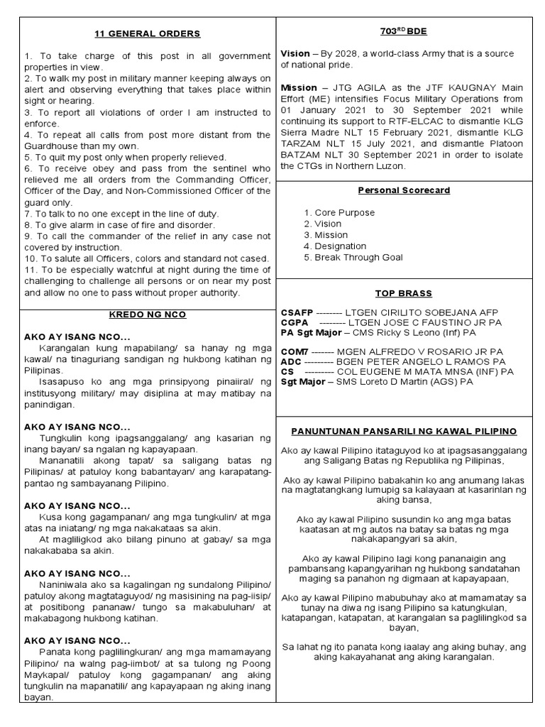 11 General Orders | PDF | National Security | Military Sociology