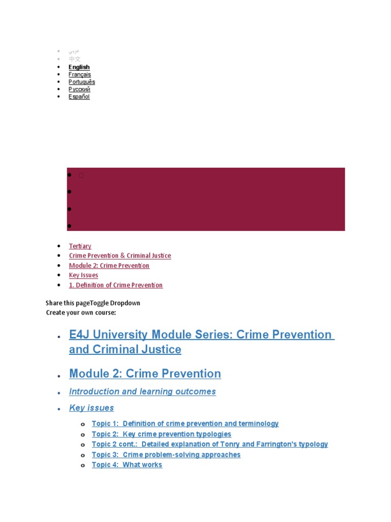 E4J University Module Series: Crime Prevention and Criminal Justice ...