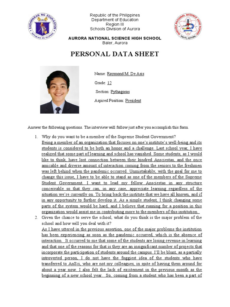 A Vision for Unity: Raymond M. De Asis' Application for President of ...