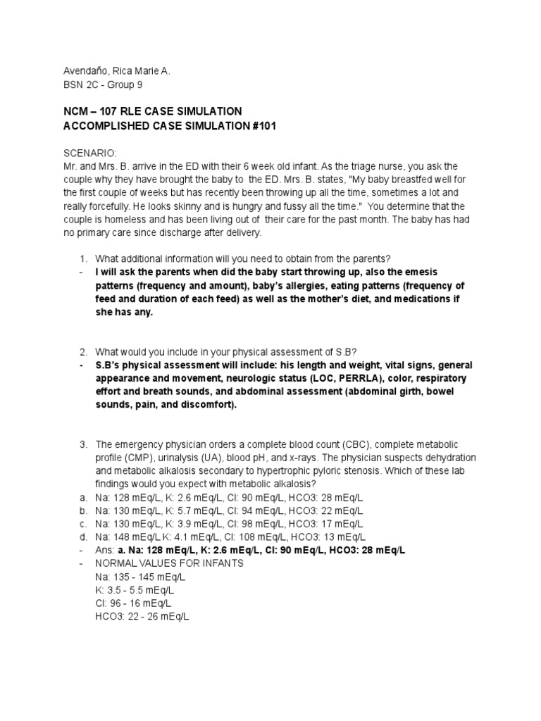 Case Simulation 101 | PDF | Stomach | Health Sciences
