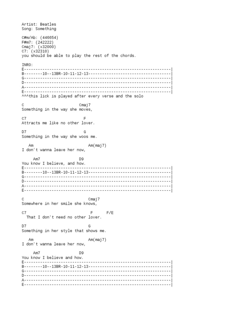Something Chords (Ver 2) by Beatles Tabs at Ultimate Guitar Archive ...
