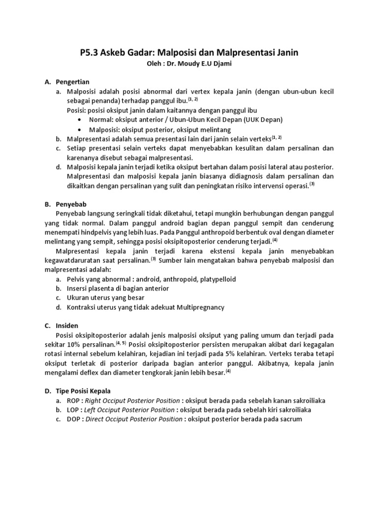 p5.3 Malpresentasi Dan Malposisi | PDF