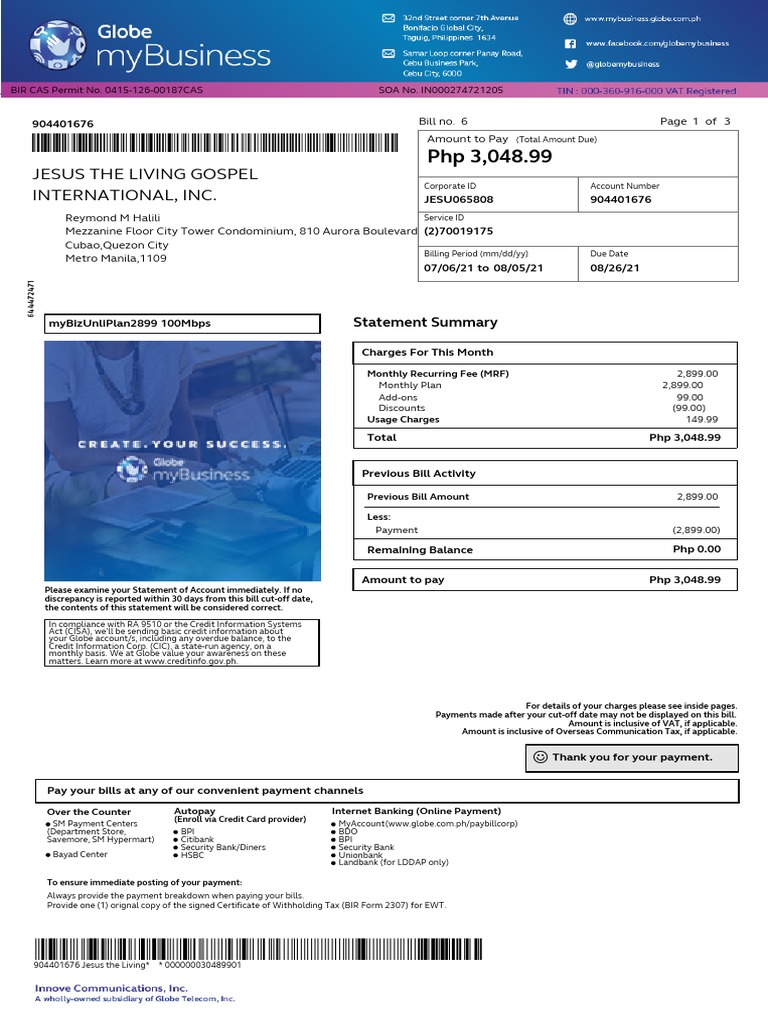 Globe_Bill (8) | PDF | Payments | Value Added Tax