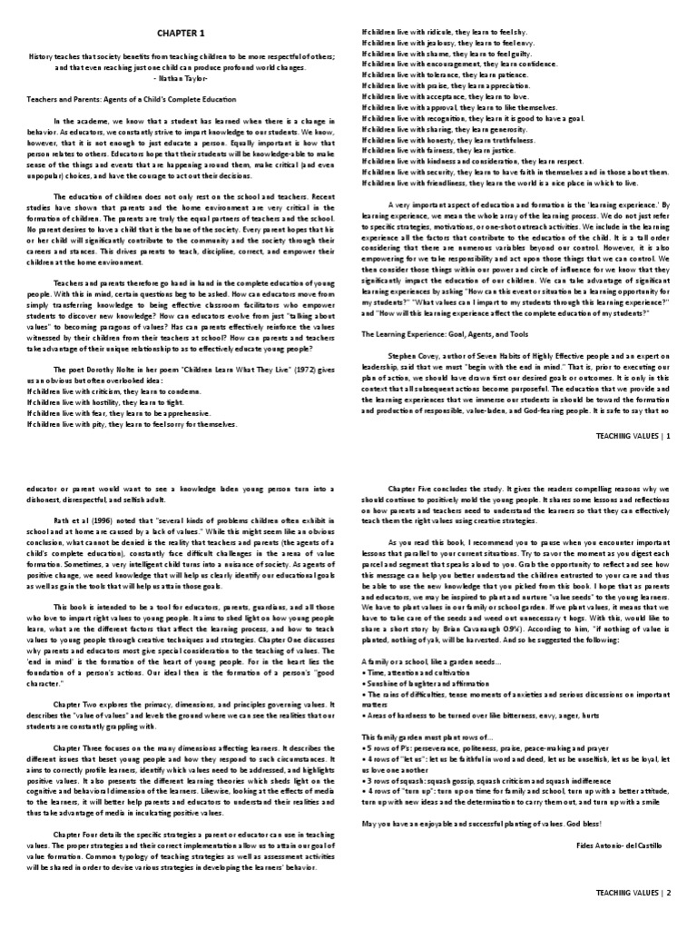 Chapter 1 | PDF | Value (Ethics) | Family