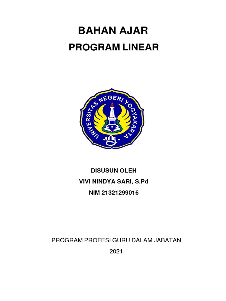 Bahan Ajar Program Linear - VIVI NINDYA SARI | PDF