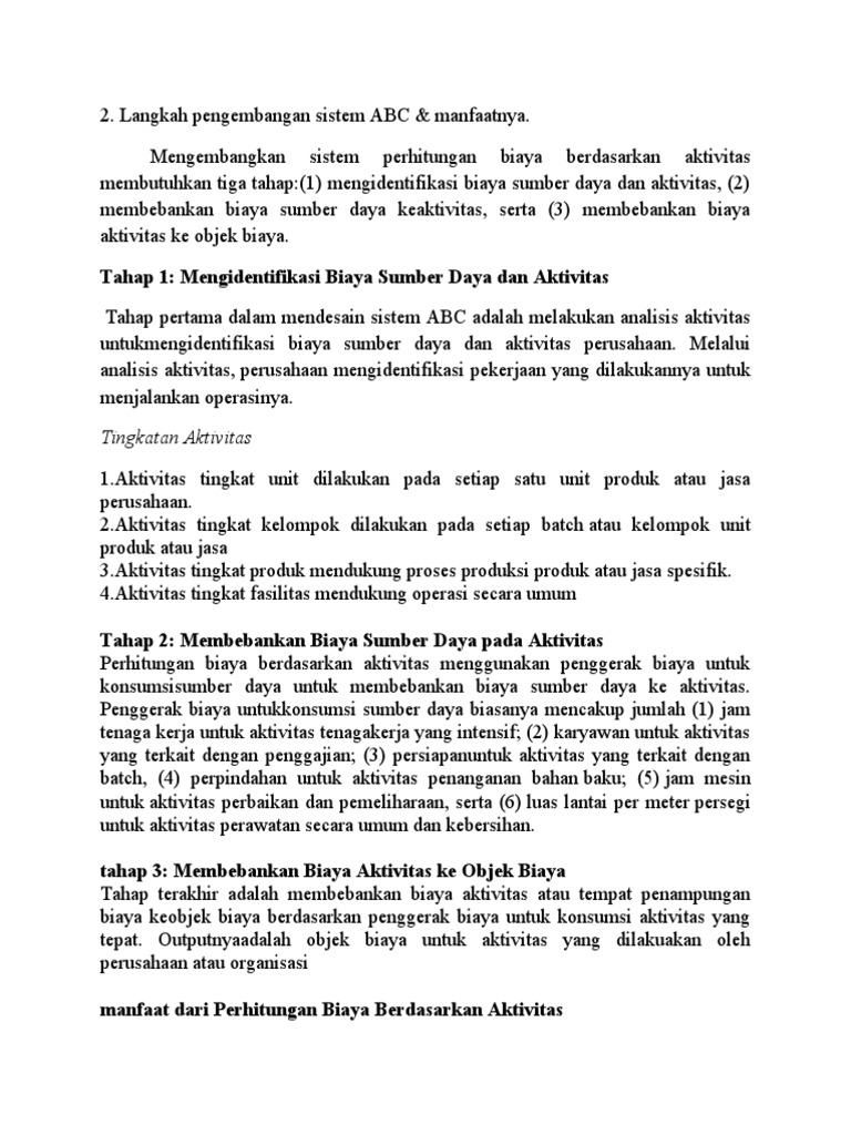 Langkah Pengembangan Sistem ABC & Manfaatnya. | PDF