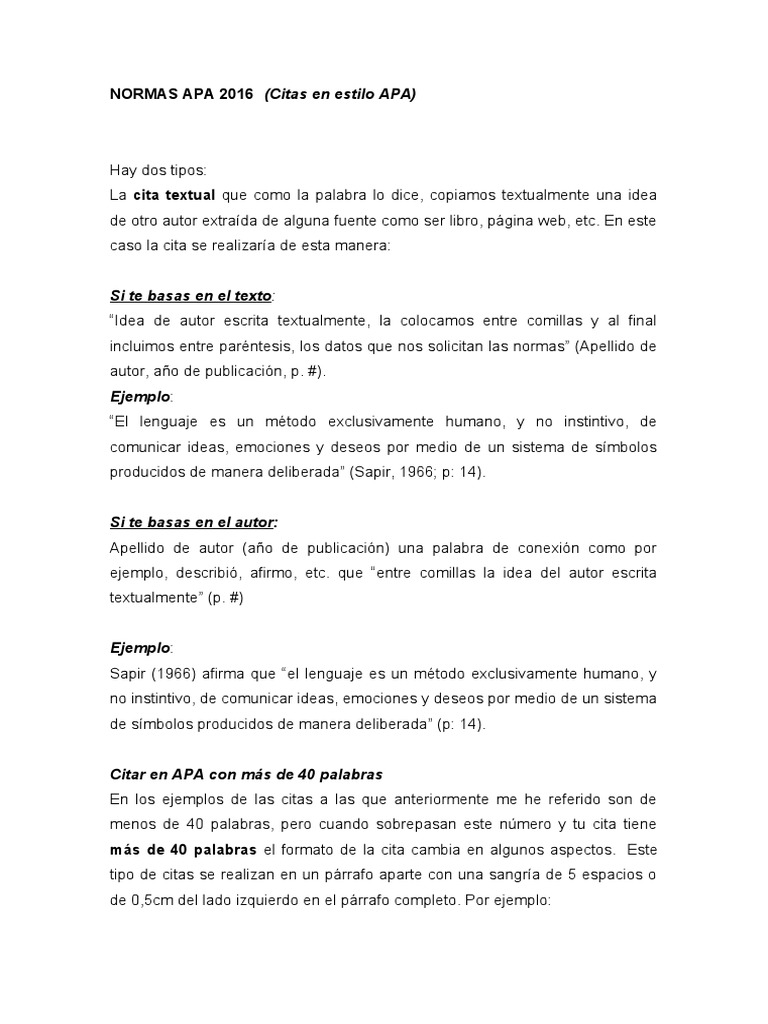 Citas y Referencias en Normas APA 2016 | PDF | Estilo apa | Traducciones