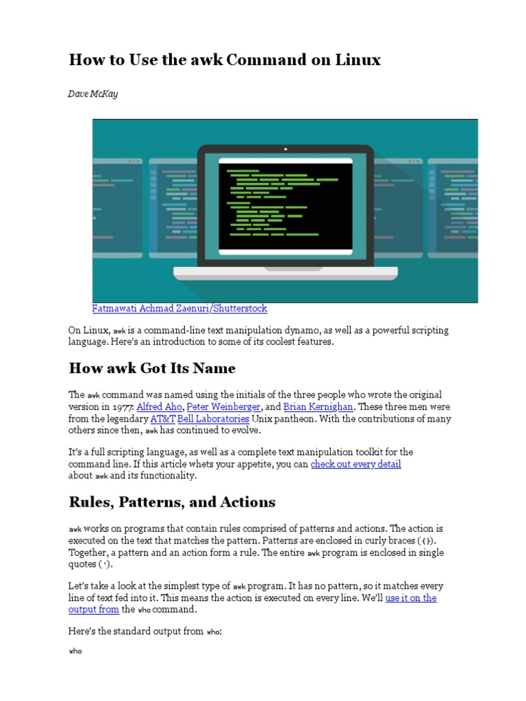 Using awk for Text Manipulation | PDF | Information Technology Management | System Software