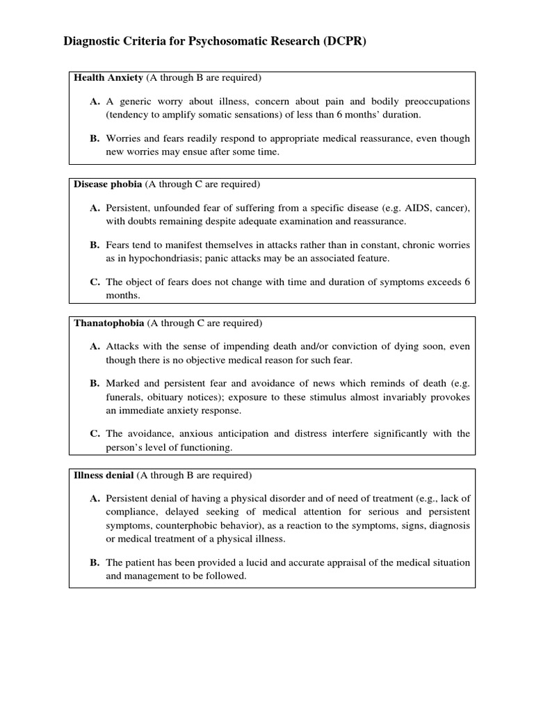 Diagnostic Criteria for Psychosomatic Disorders | PDF | Neuroscience ...