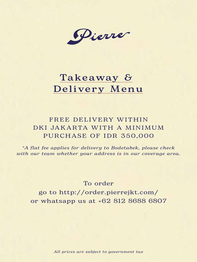 Takeaway & Delivery Menu: Free Delivery Within Dki Jakarta With A ...
