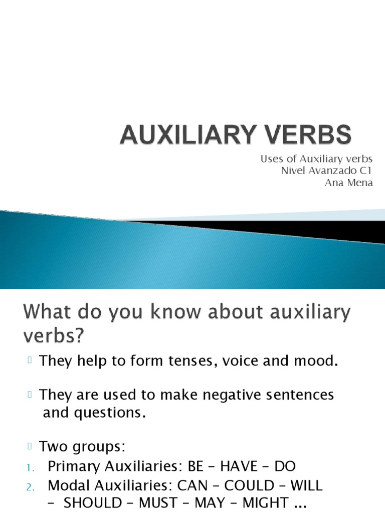Auxiliary Verbs | PDF | Question | Verb