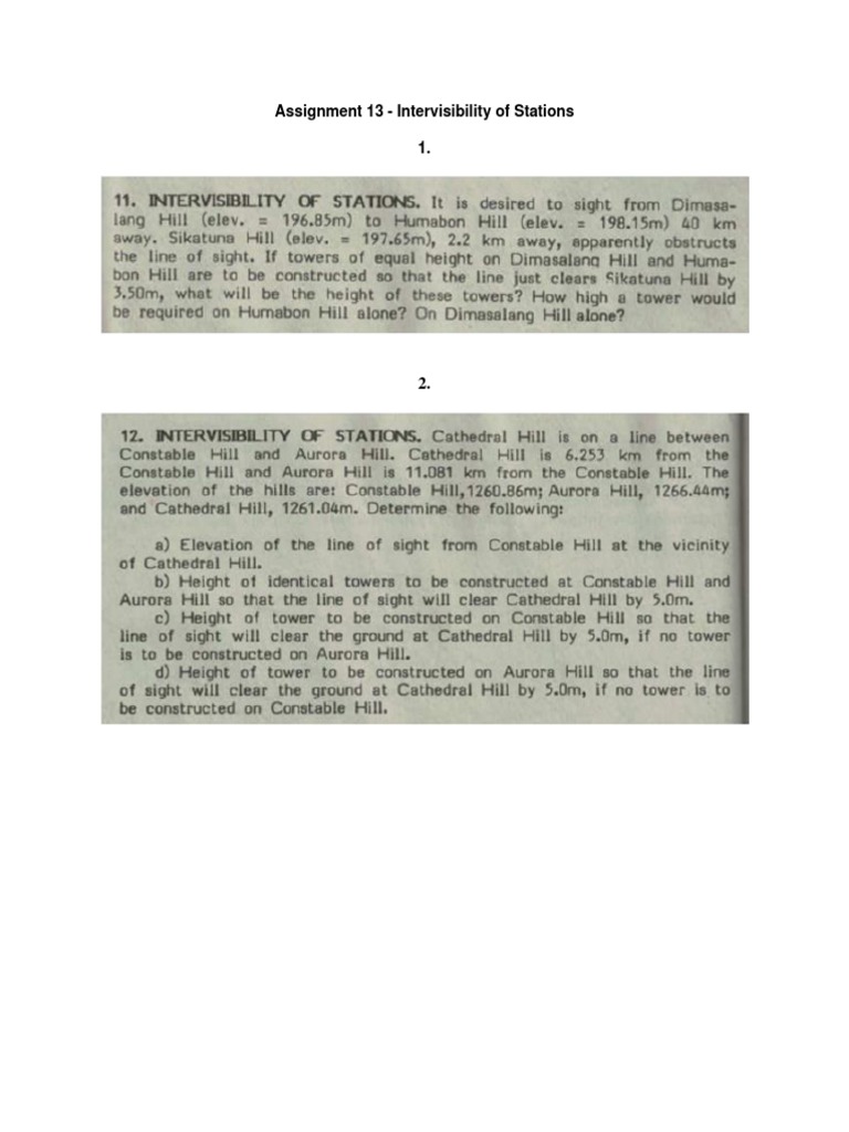 Assignment 13 - Intervisibility of Stations | PDF