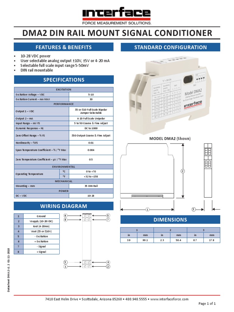 DMA2 DIN Rail Mount Signal Conditioner | PDF | Electrical Circuits ...