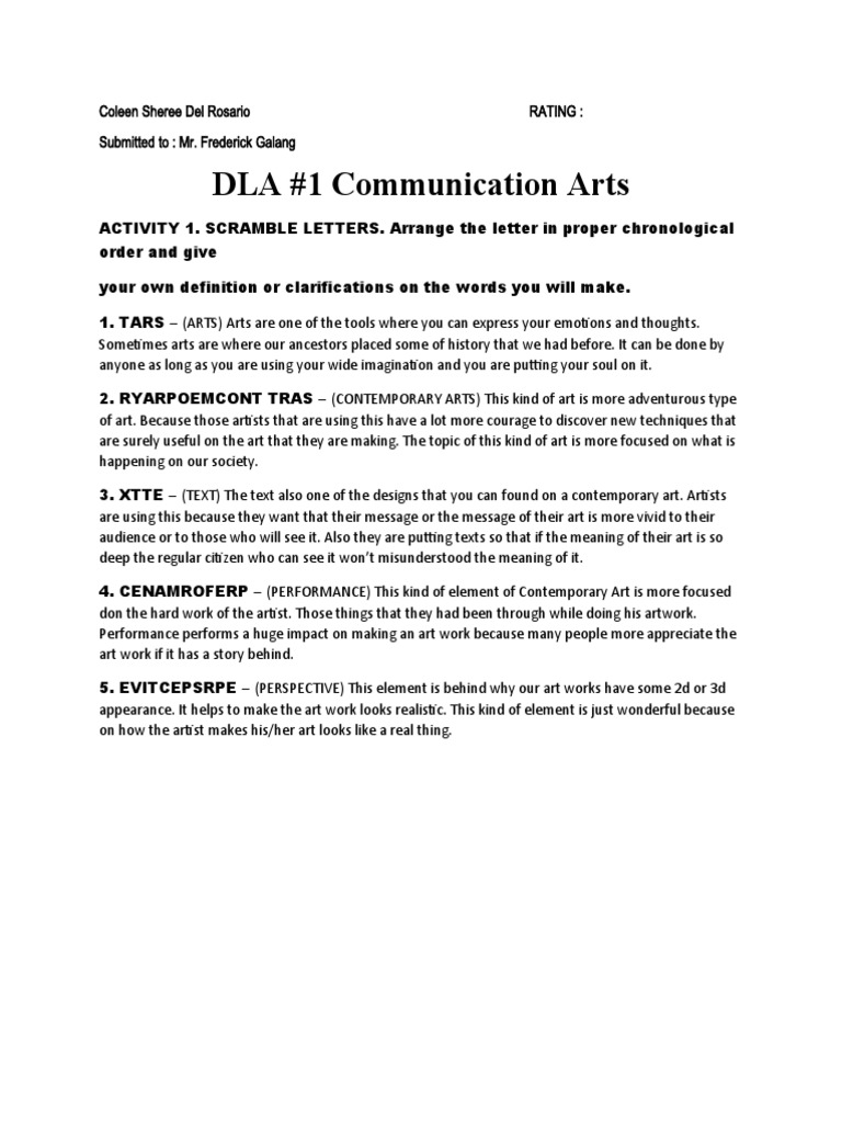 DLA #1 Communication Arts | PDF