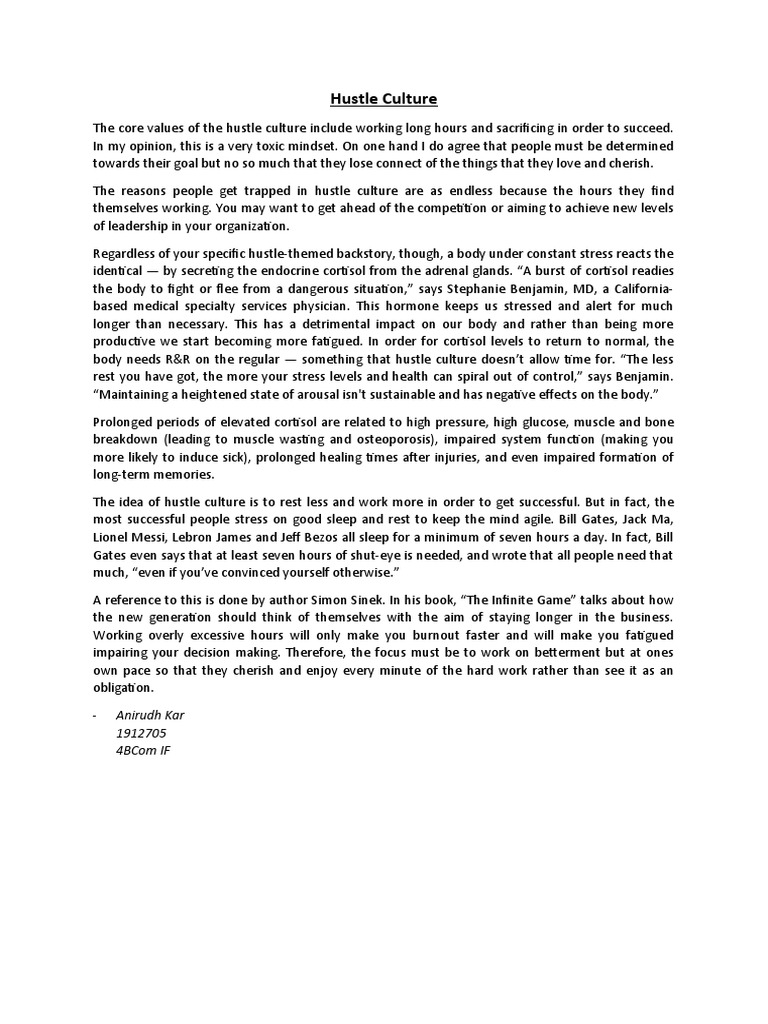 Hustle Culture | Download Free PDF | Cortisol | Stress (Biology)