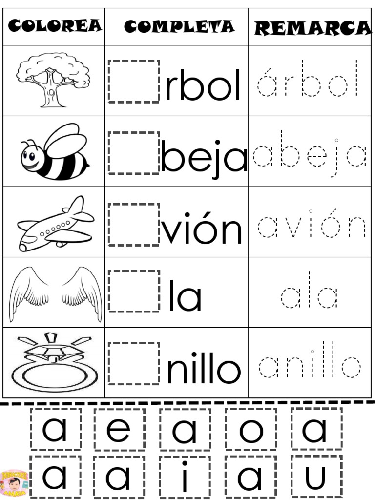 VOCALES... Colorea... Completa y Remarca | PDF | Artes del Lenguaje y ...