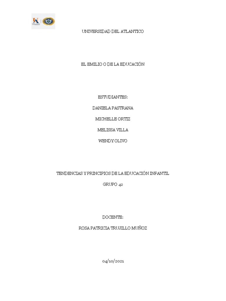 EL EMILIO Rousseau. | PDF | Emile, o sobre educación | Jean-Jacques ...